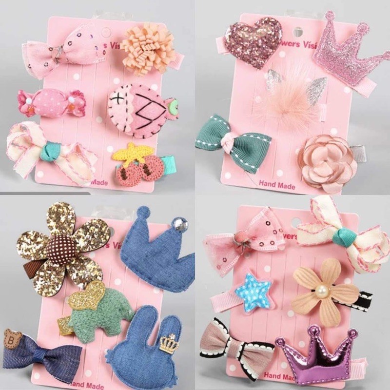 READY STOCK Baby Girl Cute Cartoon Colorful Hair Clips Set 6-7pcs One ...