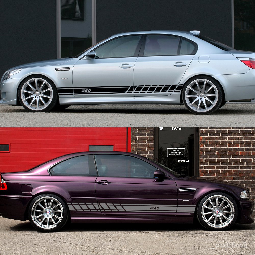 2PCS Car Door Side Skirt Stripes Stickers for BMW E46 3 Series E30 E34 E36 E39 E60 E70 E87 E90 ...