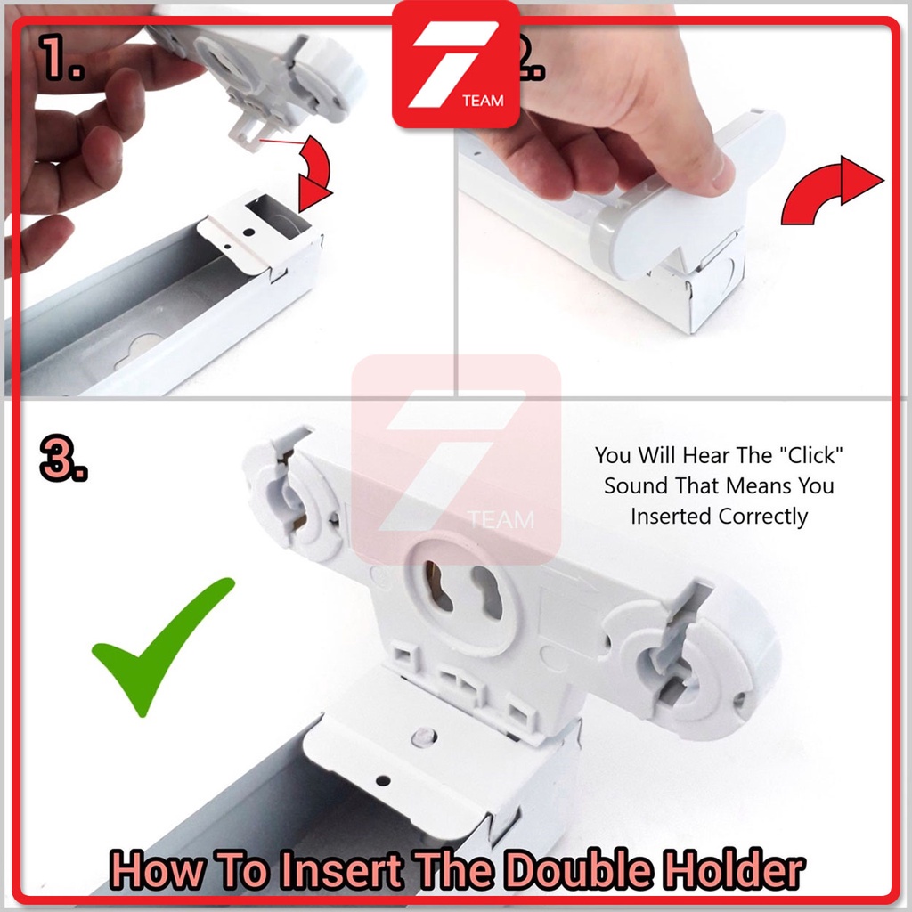 Double Fluorescent Tube Light Lamp Tube Holder Or Compatible LED LIght ...