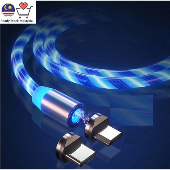 Magnetic LED Light USB Cable 3 in 1 I.P Type C Micro / 4 Port Fast ...
