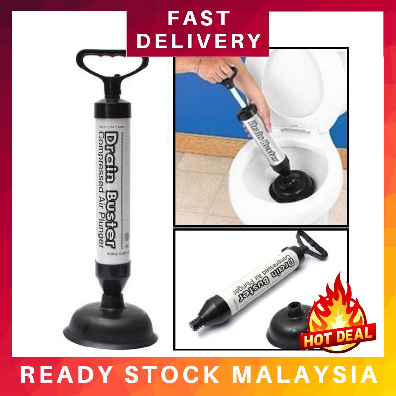 (READY STOCK) Drain Buster High Pressure Toilet Plug Sink Plunger Tool ...