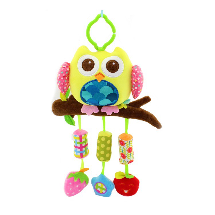 Happy Monkey Baby Rattle Toy / Stroller And Cot Hanging Yellow Owl Toy ...