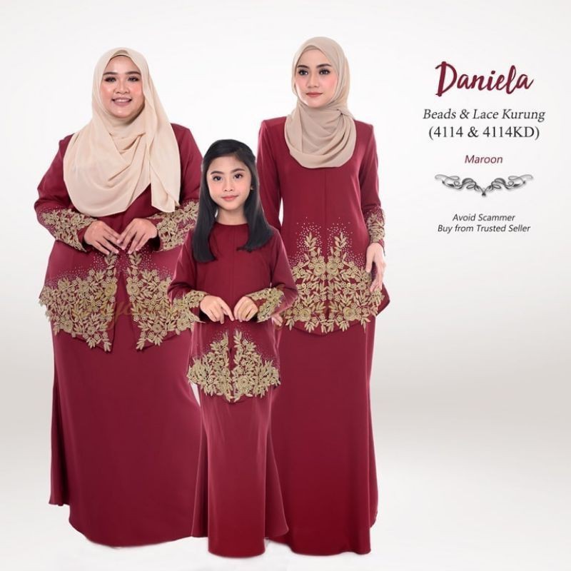 Baju Raya Sedondon Tema Maroon ( Set Family) | Shopee Malaysia
