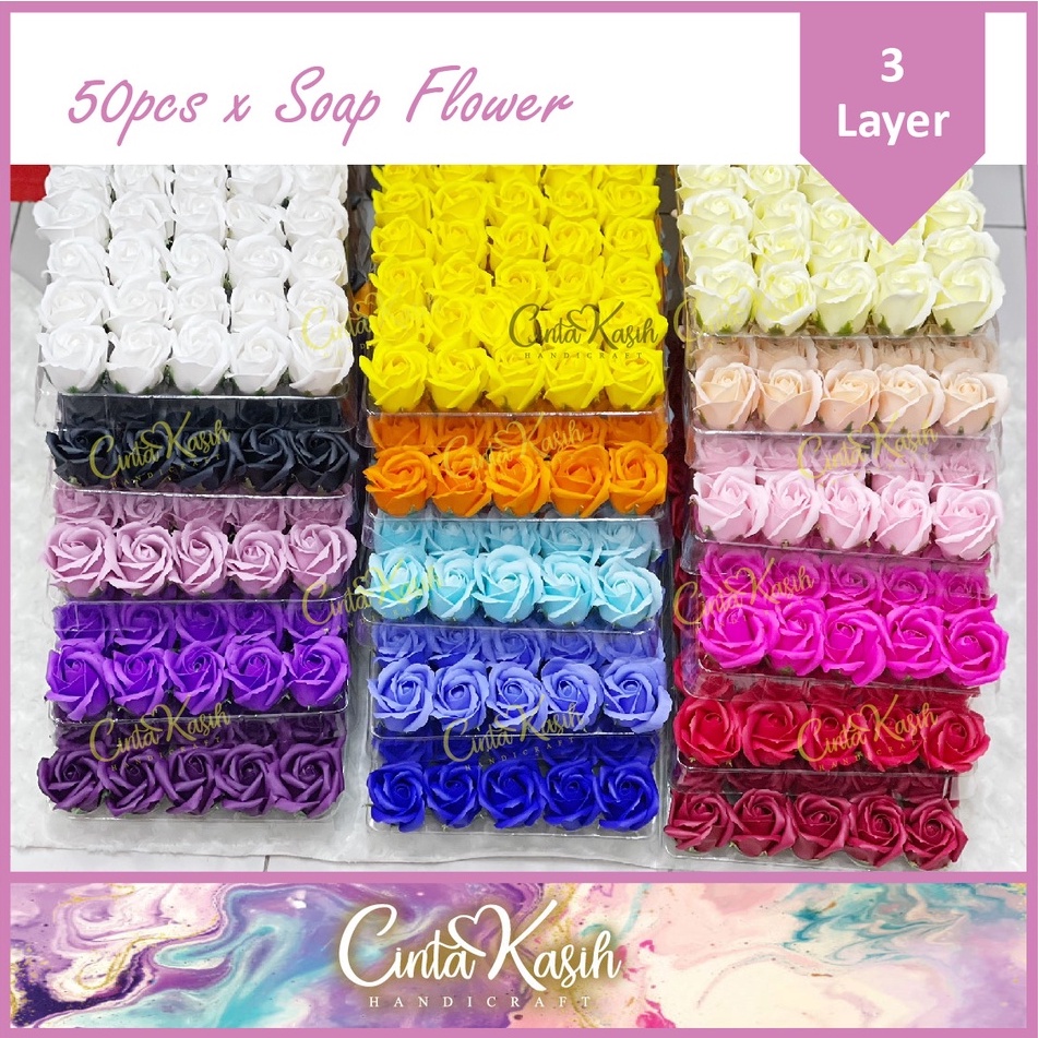 50pcs x Soap Flower Bunga Sabun with Base Bare/ Bunga Sabun / Bunga ...