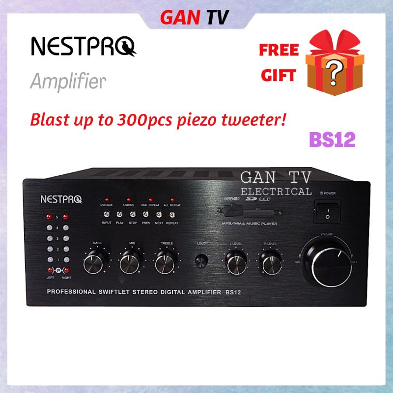Original Nestpro BS12 Professional Swiftlet Farming Amplifier Amp BS-12 for UP TO 300 TWEETERS ...