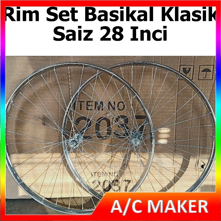 Classic 28 Inch Bicycle Rim Wheel Set Roda Basikal Tua Basikal Klasik ...