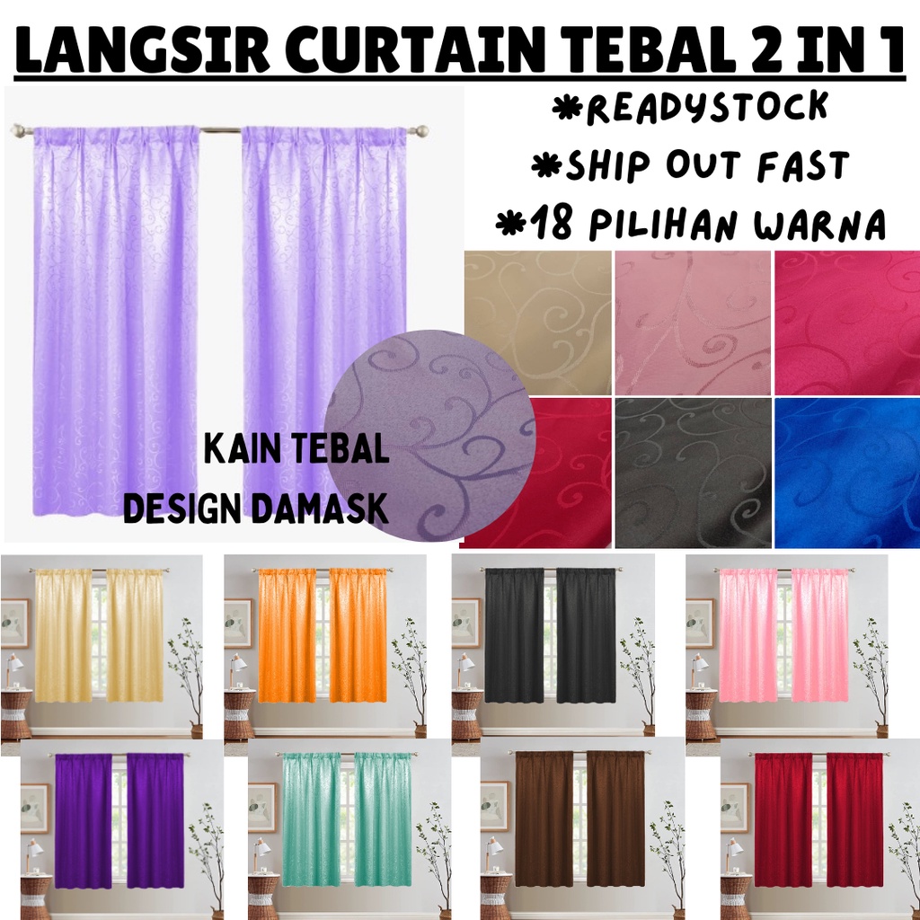 Langsir tebal siap jahit , Langsir Curtain Semi Blackout , curtain ...