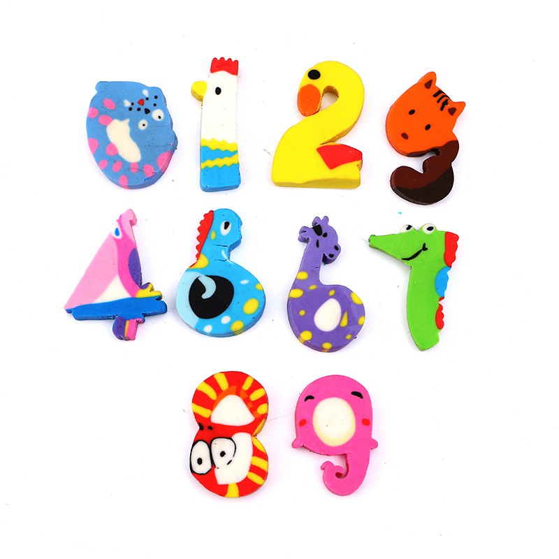 2D Animal Number Shaped Rubber Eraser Pencil Eraser / Pemadam Pensel ...