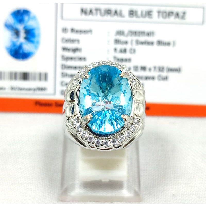 Original NATURAL BLUE TOPAZ STONE COMPLETE WITH READY TO USE MEMO LAB ...