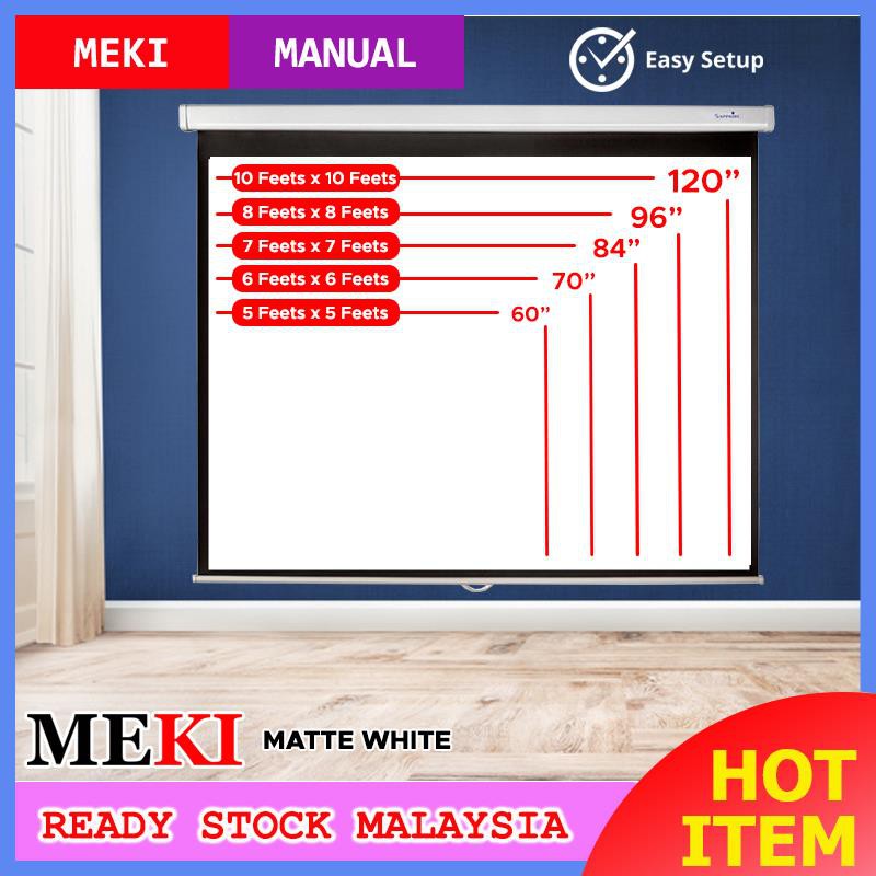 MEKI Quality Manual Projector Screen Wall Screen CeilingScreen 5ft 6ft ...