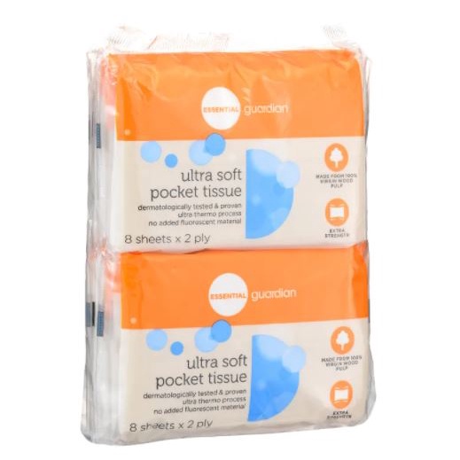 Guardian Ultra Soft Pocket Tissue (8 sheets x 2 ply) 8 packs/ 32 packs ...