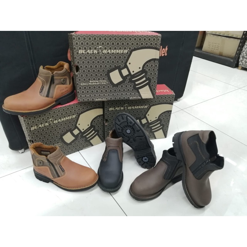 Black Hammer 4000 Series Mid Cut with Double Zip Safety Shoe BH4701 ...