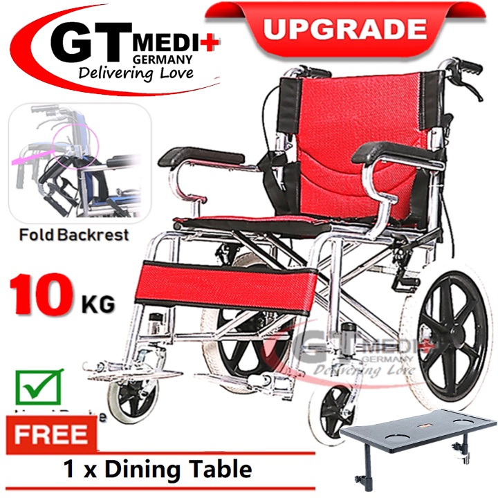 WD-10 GT MEDIT GERMANY Ultra Lightweight Wheelchair Foldable Travel Transport Wheel Chair ...
