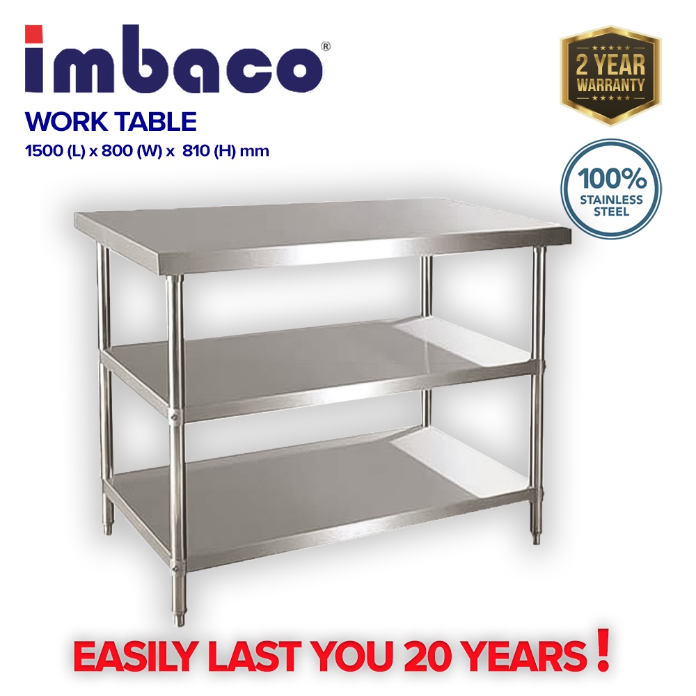 Imbaco SOLID Work Table 3 Tier Fully Stainless Steel Imported from ...