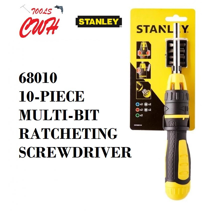 STANLEY 10PCS MULTI BIT RACHETING SCREWDRIVER DRIVER RACHET PHILIPS ...