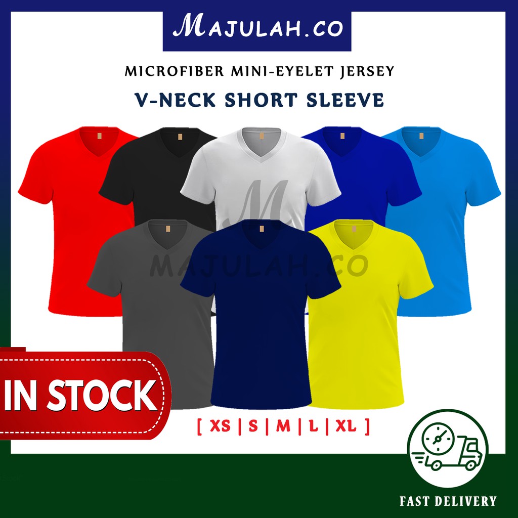 V-Neck Microfiber Mini Eyelet Jersey Short Sleeve | Jersi V-Kolar ...