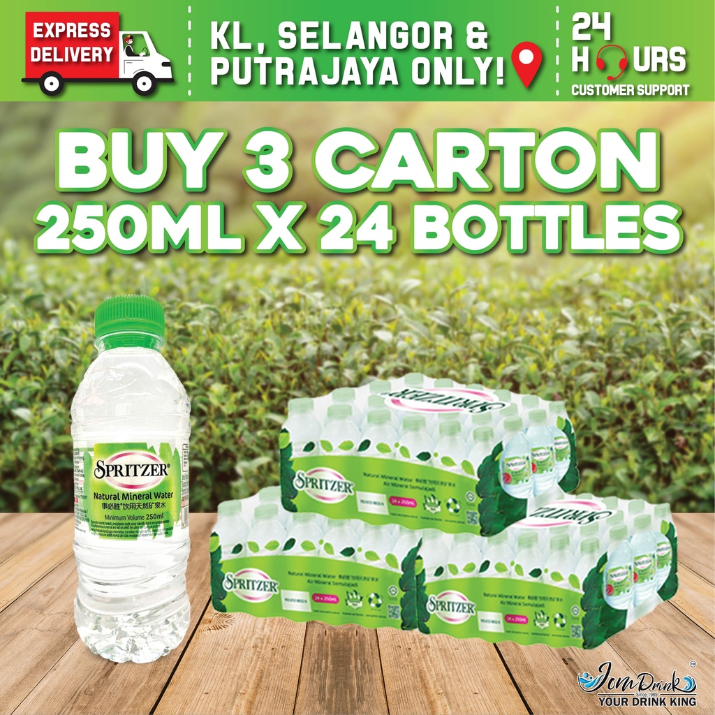 BUNDLE OF 3 CARTONS : SPRITZER MINERAL WATER 250ML x 24 BOTTLES | Shopee Malaysia