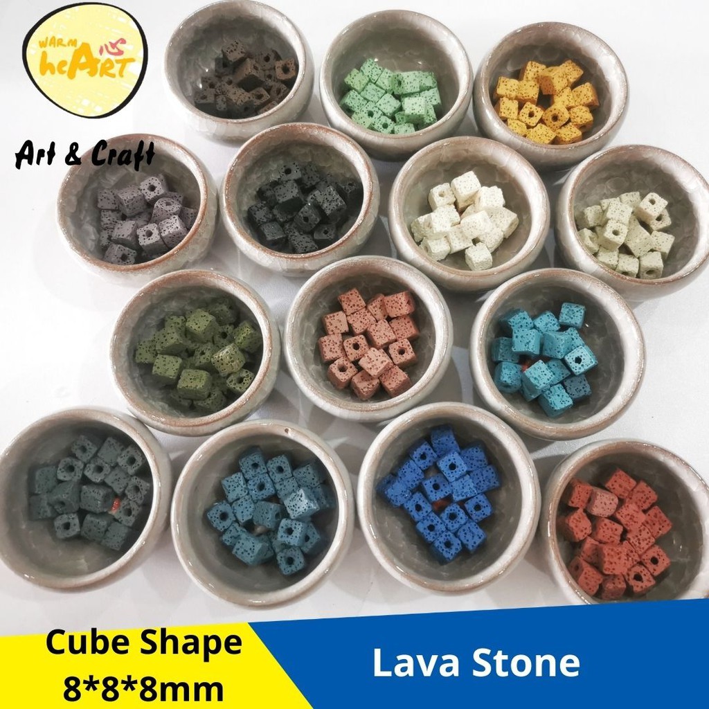 Lava Stone Bead/Diffuser/Aroma/Natural Stone - Cube Shape With Hole ...