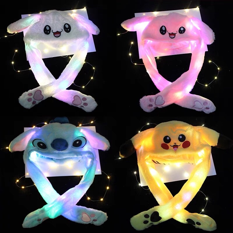 [READY STOCK]🔥LED Rabbit Hat Moving Ear Dance Cute Cartoon Plush Toy ...