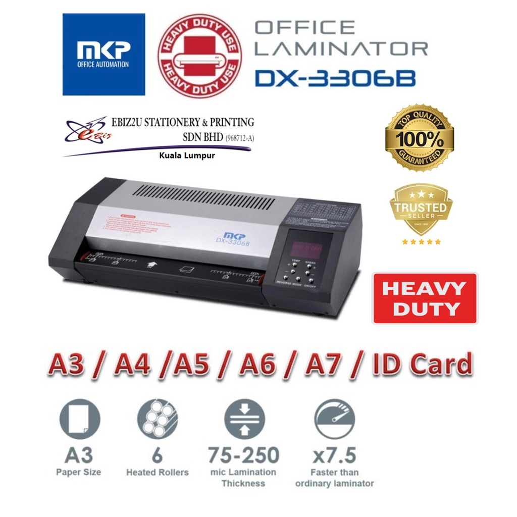 MKP DX-3306B A3 Heavy Duty 6 Rollers Laminating Machine (Digital ...