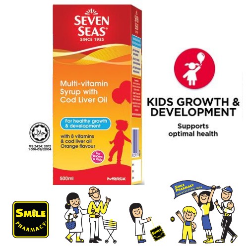 Seven Seas Multivitamin Syrup With Cod Liver Oil (500ml / 2x500ml ...