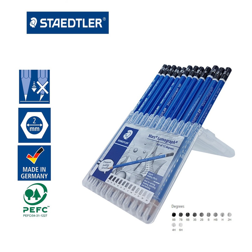 STAEDTLER MARS® LUMOGRAPH® SET OF 12 DEGREES | Shopee Malaysia