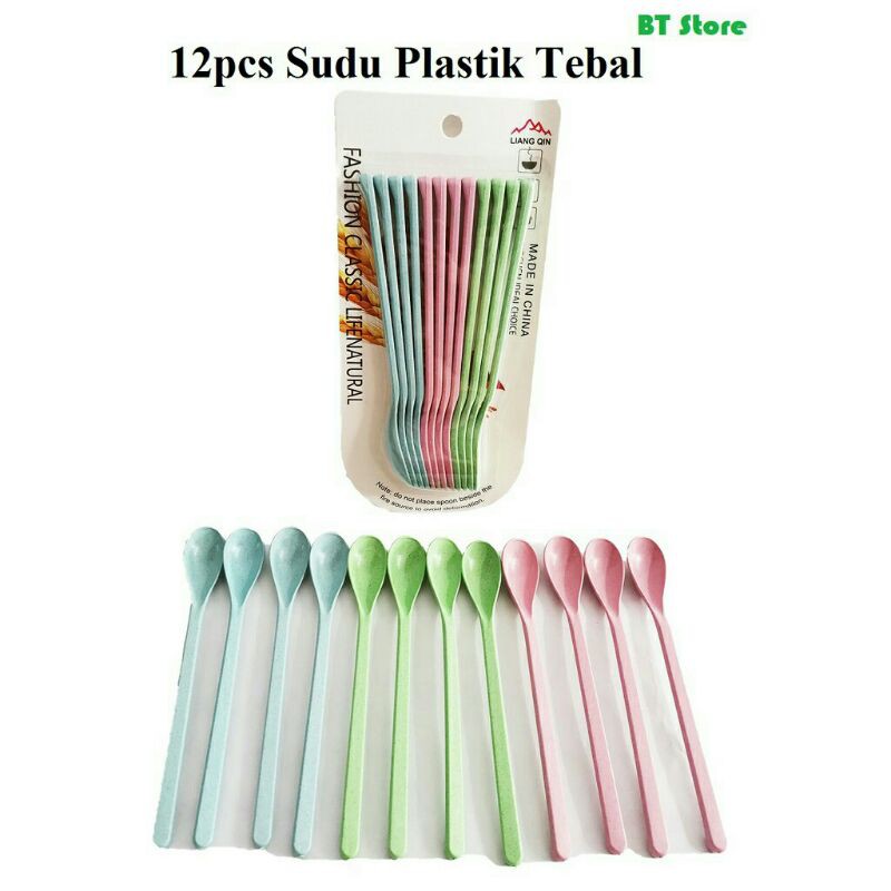 [Ready Stock]12pcs Sudu Plastik Tebal Long Plastic Spoon Sudu plastik ...