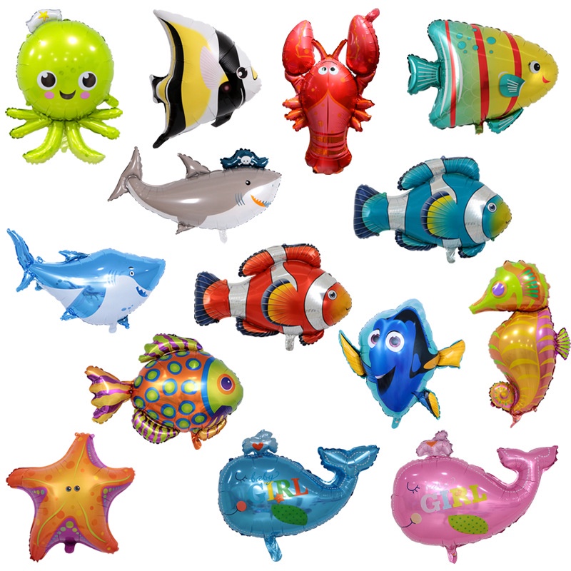 Marine animal shark series balloon dolly starfish aluminum film balloon ...