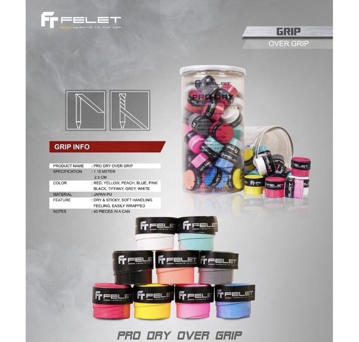FELET Pro Dry Overgrip 100%ORIGINAL Made in Japan 日本製 for Badminton ...