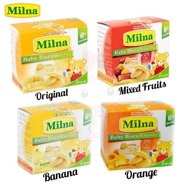 MILNA Baby Biscuits Rusk 130g (Original/Banana/Orange/MixedFruits ...