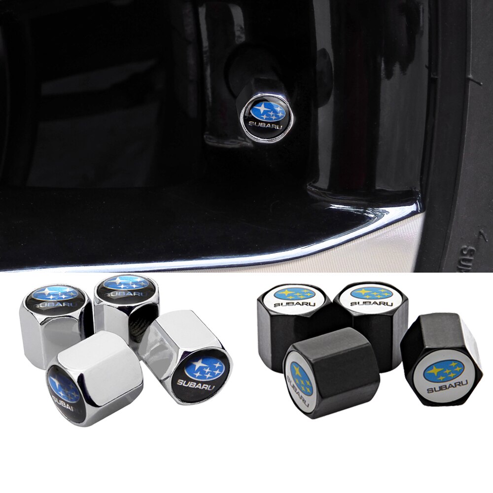 4PCS Tyre Stem Caps Dust Air Cover Metal Tire Valve Caps for Subaru ...
