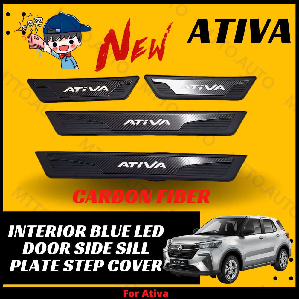 MTTO Perodua Ativa Interior Blue Led Door Side Sill Plate Step Cover ...