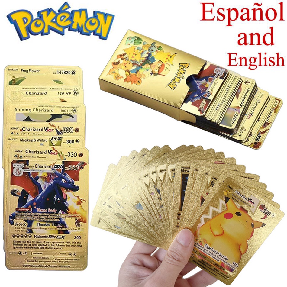 54ps English / Spanish Pokemon Cards Game Metalicas Collection Metal GX ...