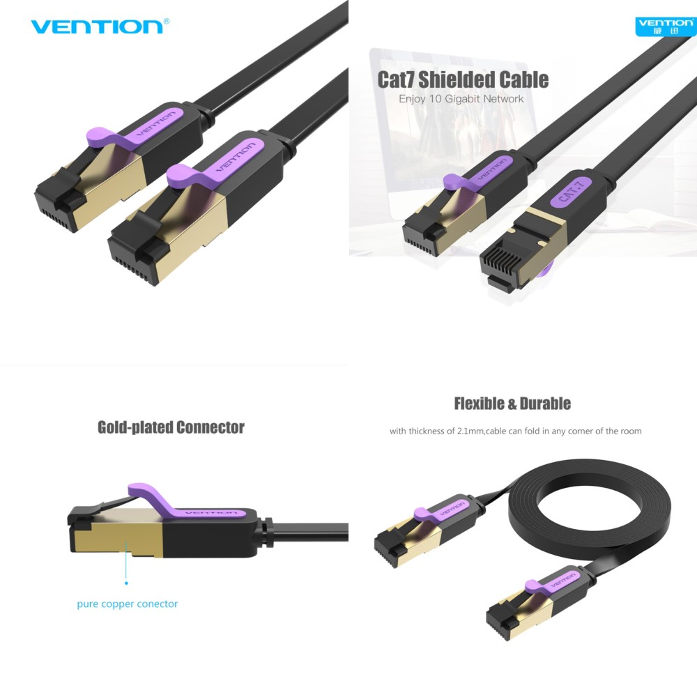 Vention 2M RJ45 Cat7 Ethernet LAN Network Cable - ICAB - Black | Shopee ...