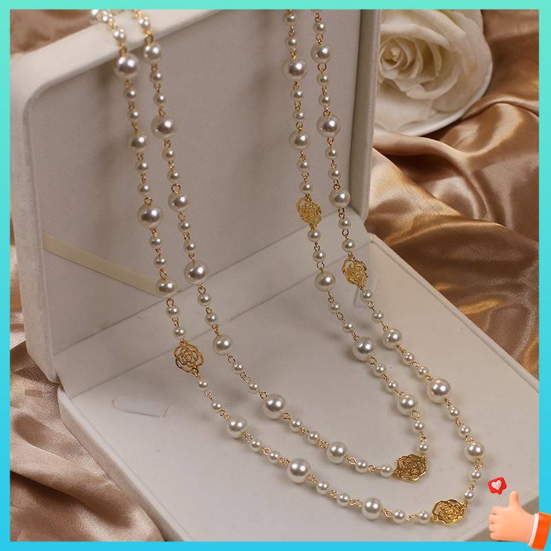 rantai mutiara panjang rantai pearl labuh rantai baju kebaya Korean ...