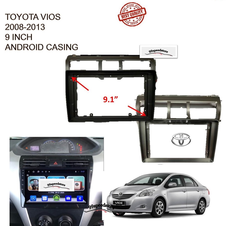 TOYOTA VIOS 2007 - 2013 9 INCH ANDROID PLAYER CASING WITH SOCKET TOYOTA ...