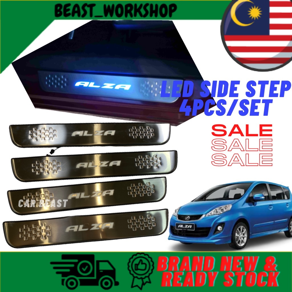 🔥PERODUA ALZA All Model🔥 LED SIDE STEP Blue LED Kicking Plate Side Sill ...