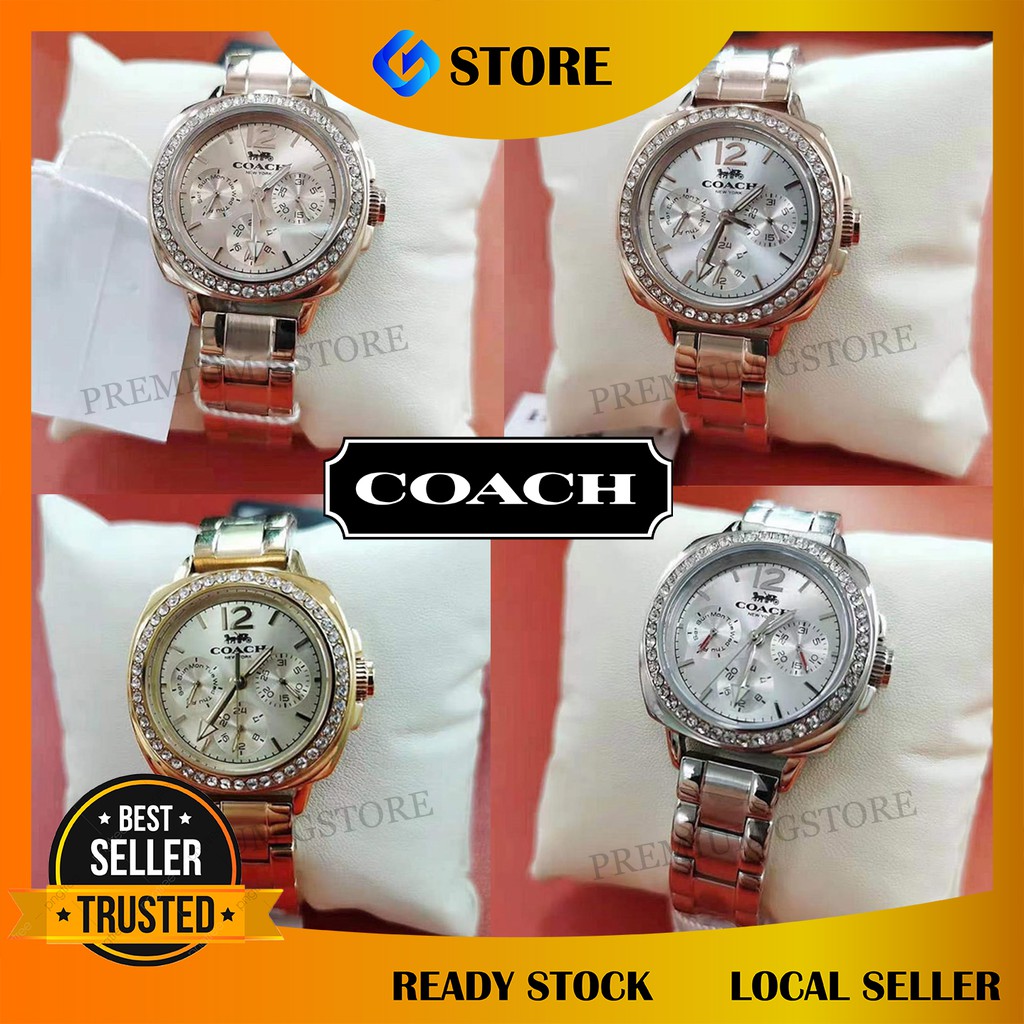 [100% Original & Free Bracelet] Coach Boyfriend Chronograph Women ...