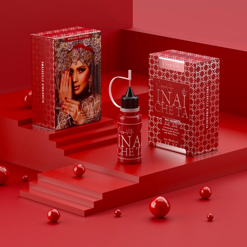 Inai kuku Che Ta original HQ 10ml red velvet murah tahan lama lawa sah ...