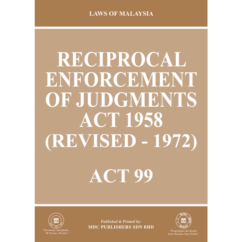 (99) Reciprocal Enforcement Of Judgments Act 1958 (Revised - 1972 ...