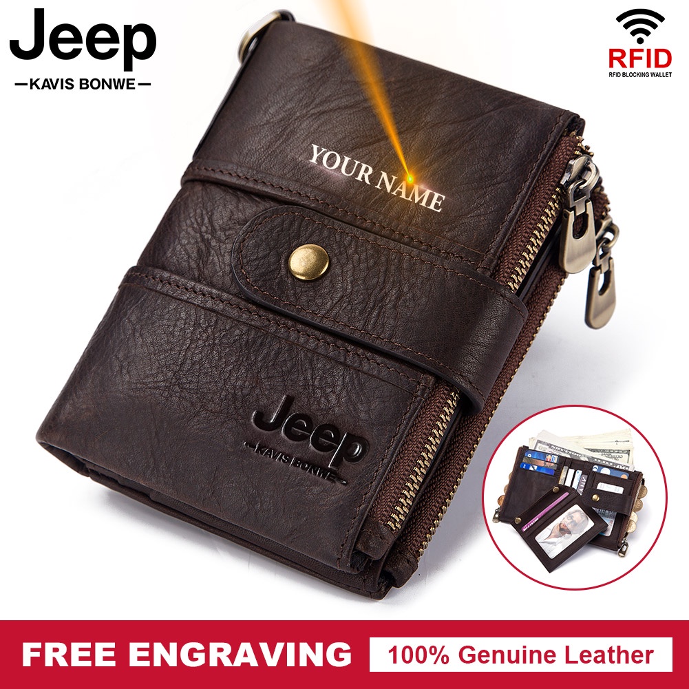 HUMERPAUL Wallet For Men Free Engraving Genuine Leather RFID Men ...