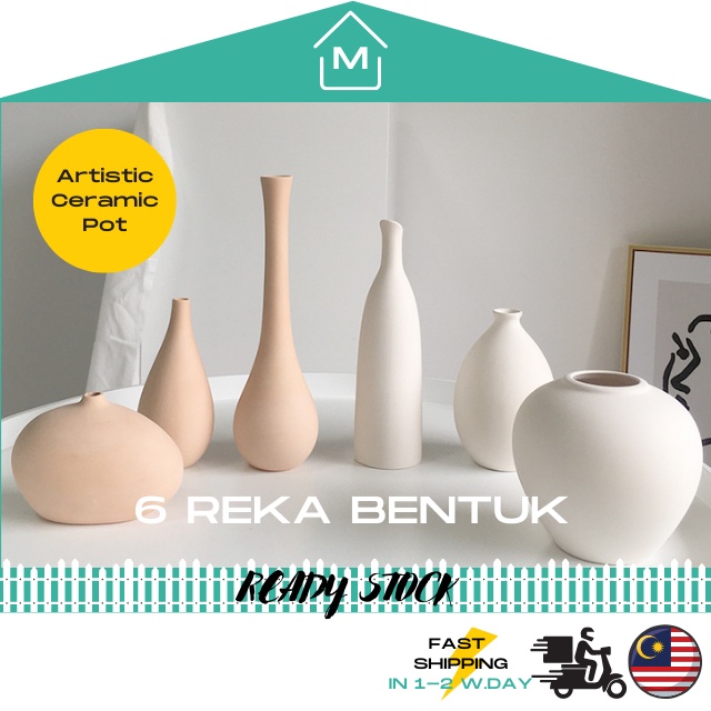 [DECO] Nordic Styles Ceramic Vase Ornament Dried Flower Pot Home Art ...