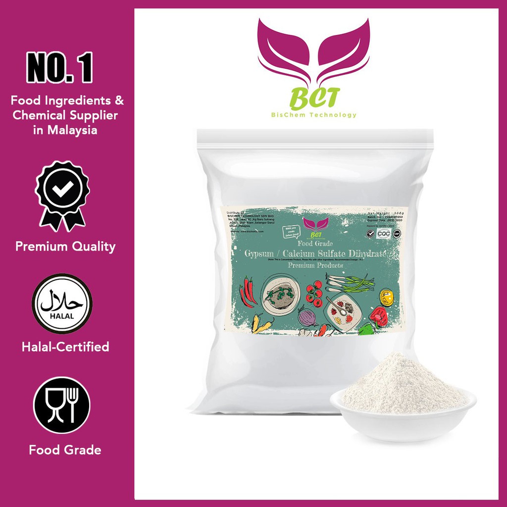 Gypsum / Calcium Sulfate Dihydrate / 硫酸钙 500G Food stabilizers ...