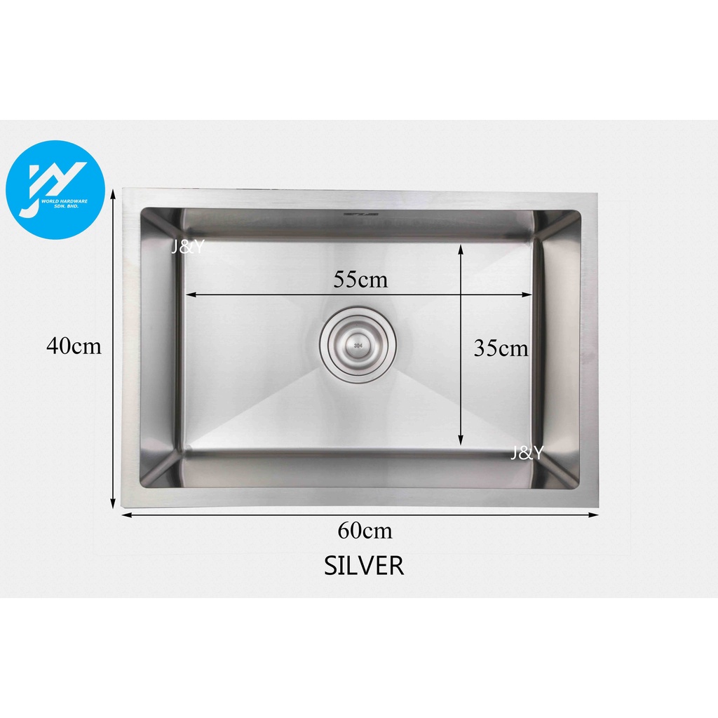 Stainless Steel 60CM Kitchen Handmake High End Sink Sinki Dapur Nano ...