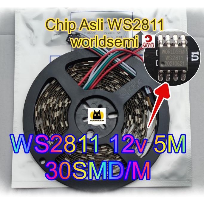 Led strip rgb ws2811 12v 5m 30led/m Indoor ip30 PCB Thick | Shopee Malaysia