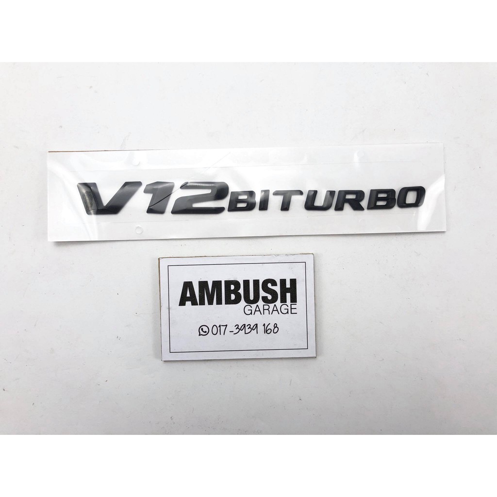 Mercedes Benz V12 BITURBO Emblem Logo Matte Black Matt Black V 12 AMG ...