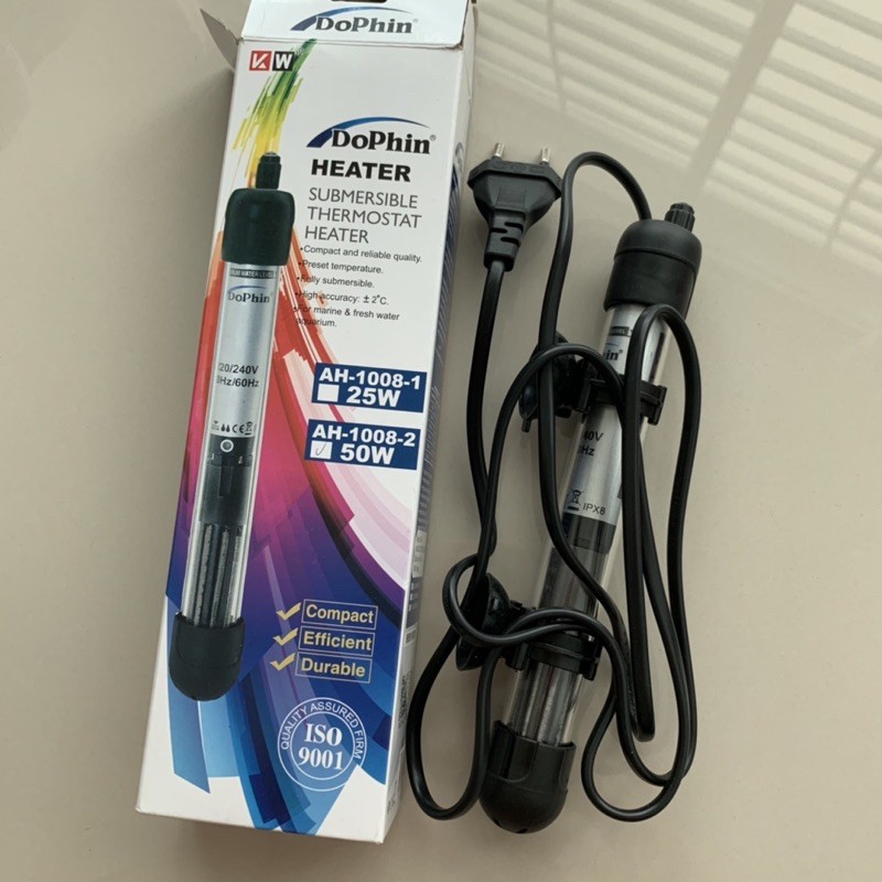 Dophin Heater Submersible Thermostat Heater AH-1008-2 50W Compact Efficient Durable | Shopee ...