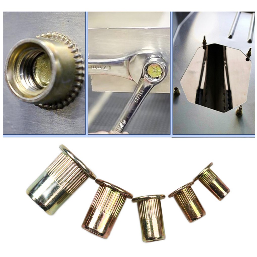 (50pcs / 100pcs) M3 M4 M5 M6 M8 M10 M12 Carbon steel Rivet Nuts Flat ...