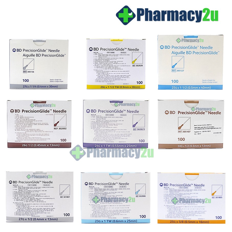 BD PRECISIONGLIDE NEEDLE /DRAWING UP NEEDLE 18G/19G/21G/22G/23G/25G/27G ...