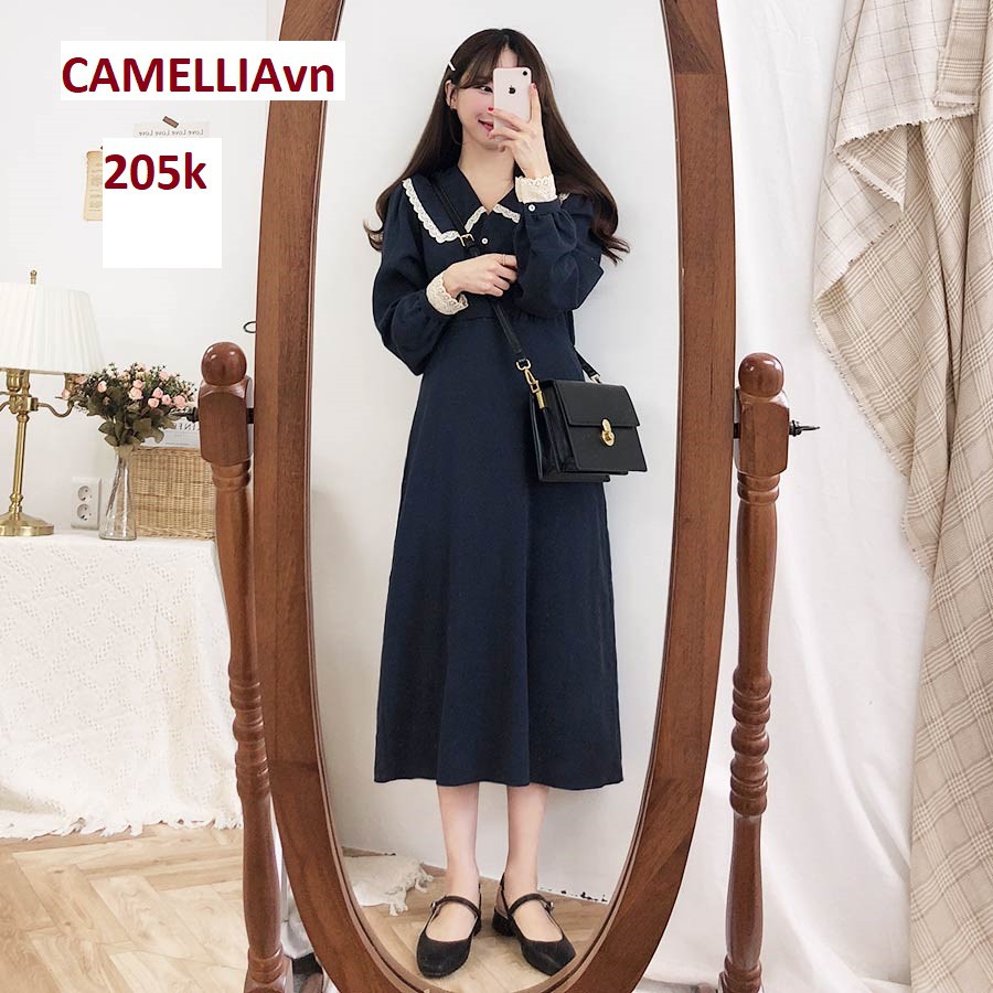 Kumivn AVAILABLE Korean MORAN lace long flared dress for autumn and ...